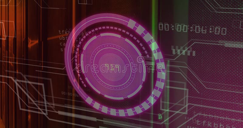 Animation of Scope Scanning with Data Processing Over Server Room Stock Footage - Video of ...