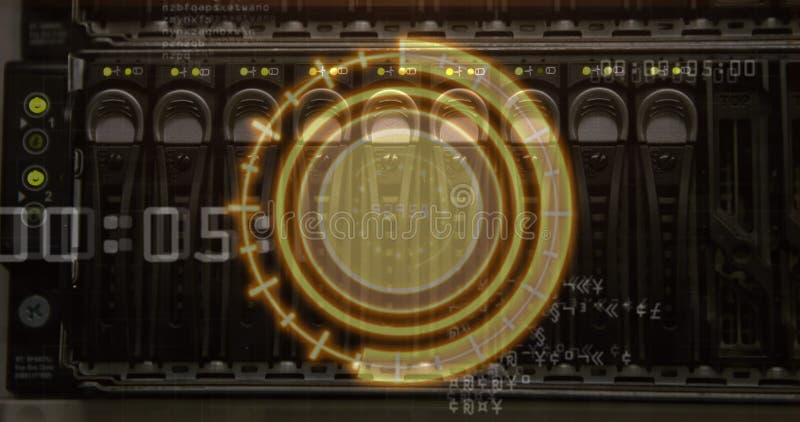Animation of Scope Scanning with Data Processing Over Server Room Stock Footage - Video of ...
