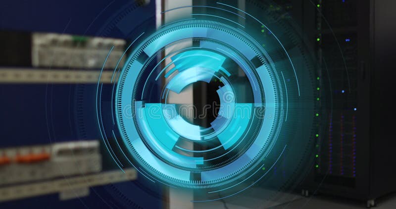 Animation of Scope Scanning and Data Processing Over Server Room Stock Footage - Video of global ...