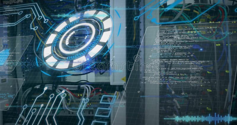 Animation of Scope Scanning and Data Processing Over Server Room Stock Footage - Video of ...
