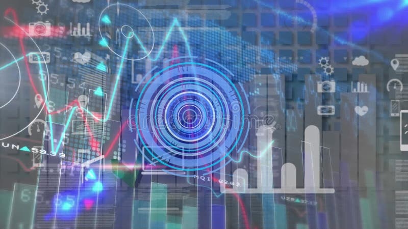 Animation of Scope Scanning with Data Processing Over Squares on White Background Stock Footage ...