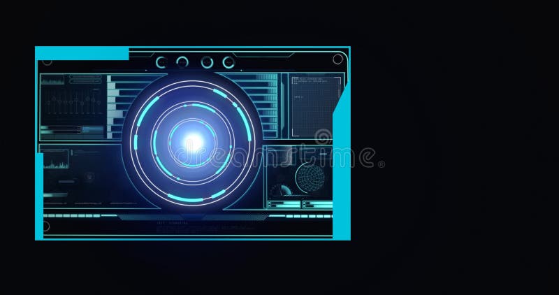 Animation Of Scope Scanning And Data Processing On Screen Stock Footage