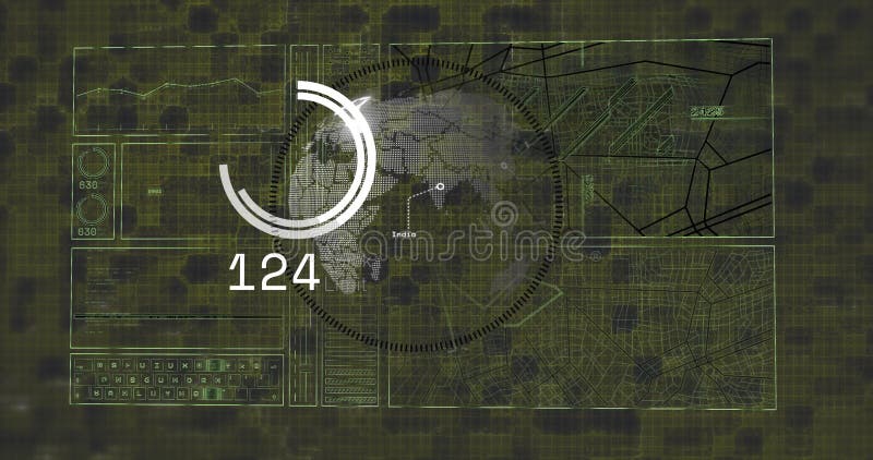 Animation Of Scope Scanning And Data Processing On Screen Stock Video
