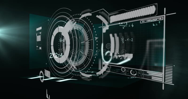 Animation of Scope Scanning and Data Processing on Screen Stock Footage - Video of network ...