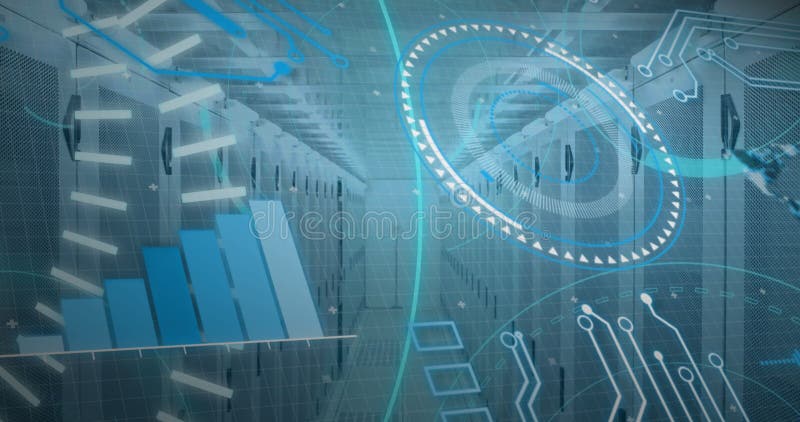 Animation of Scope Scanning with 5g Text and Data Processing Over Server Room Stock Footage ...