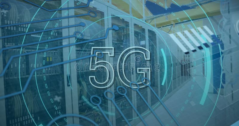 Animation of Scope Scanning with 5g Text and Data Processing Over Server Room Stock Video ...