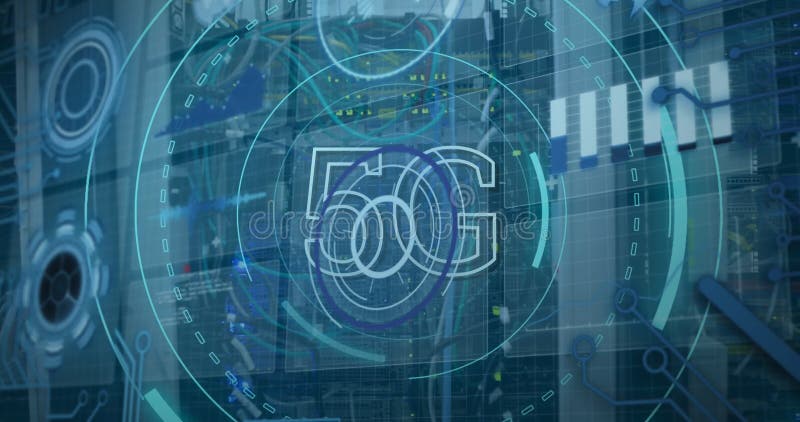 Animation of Scope Scanning with 5g Text and Data Processing Over Server Room Stock Video ...