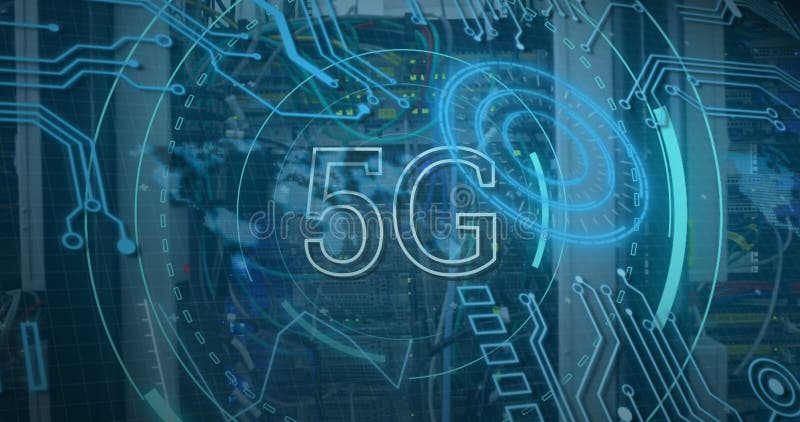 Animation of Scope Scanning with 5g Text and Data Processing Over Server Room Stock Footage ...