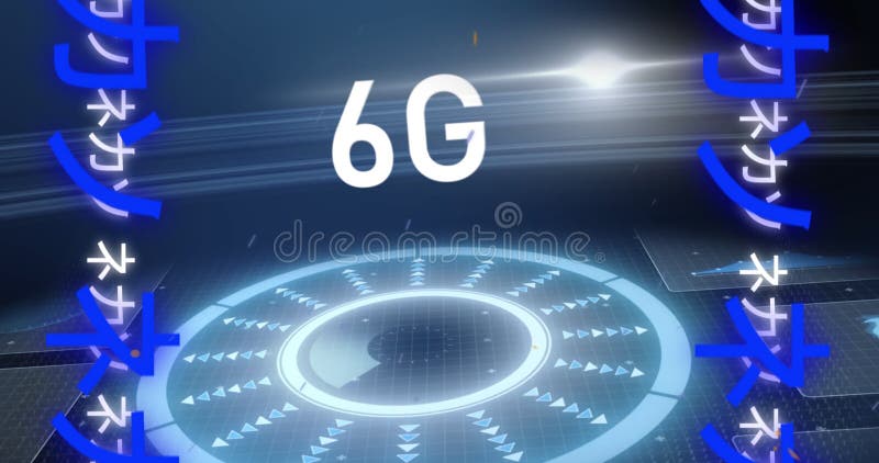Animation of Scope Scanning and 6g Text Over Chinese Symbols Stock ... Animation of Scope Scanning and 6g Text Over Chinese Symbols Stock ...