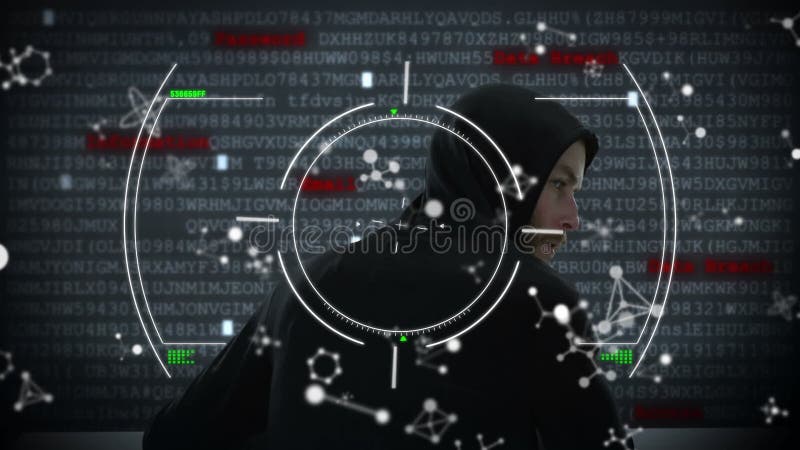 Animation of Scope Scanning and Molecules Over Hacker Stock Video ...