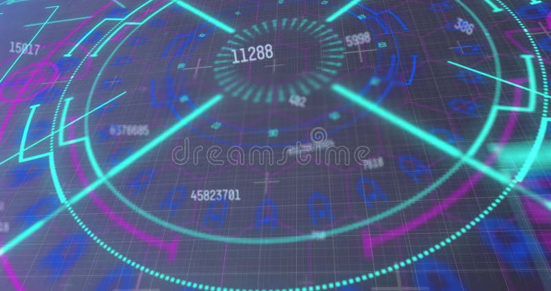 Animation of Scope Scanning and Numbers Changing on Grid in Background Stock Footage - Video of ...