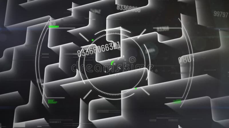 Animation of Scope Scanning and Numbers Processing Over Labyrinth Stock Footage - Video of data ...