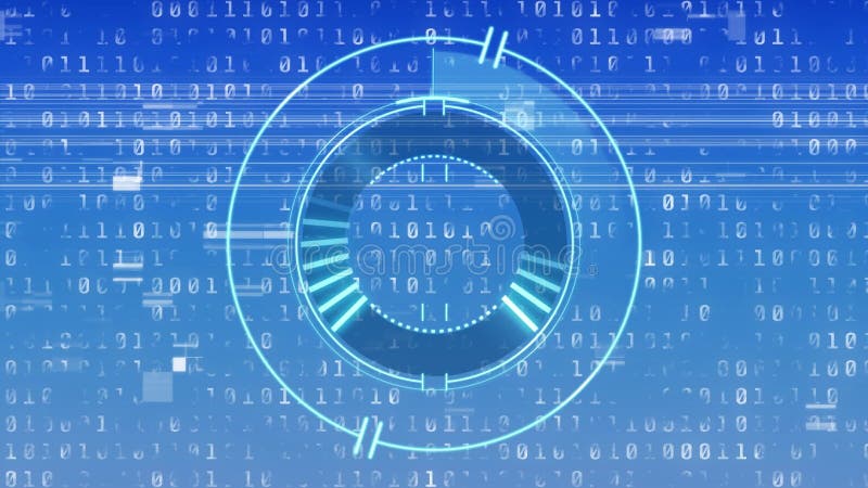Animation Of Scope Scanning Over Binary Coding On Blue Background Stock