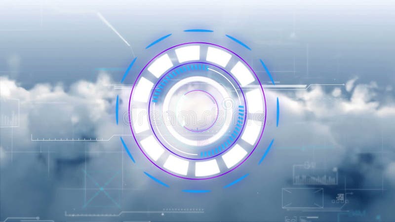 Animation of Scope Scanning Over Clouds and Data Processing Stock Footage - Video of cloud ...