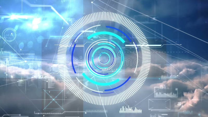 Animation of Scope Scanning Over Clouds and Data Processing Stock ...