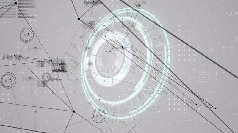 Animation Of Scope Scanning Over Data Processing And Network Of Connections Stock Footage