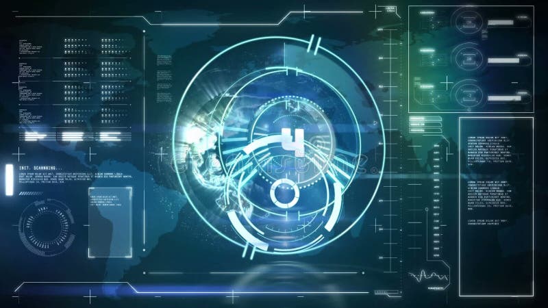 Animation of Scope Scanning Over Data Processing on Screen Stock Video - Video of cloud ...