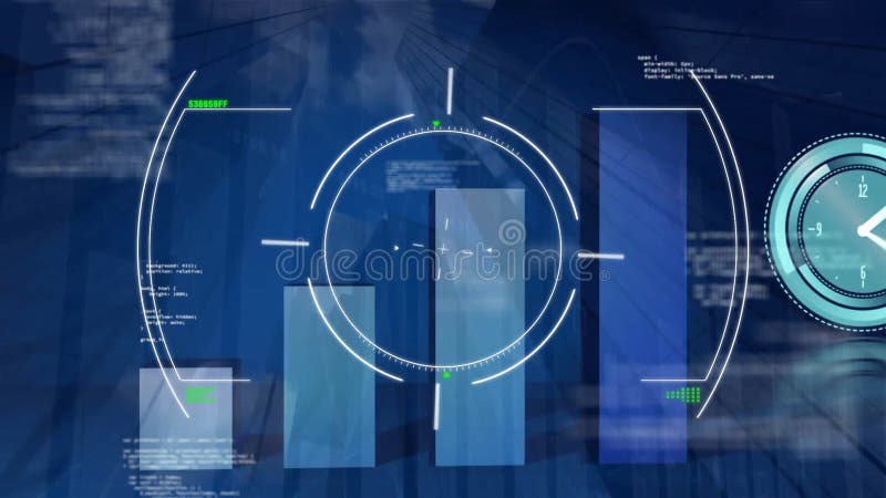 Animation of Scope Scanning Over Diagrams, Clock and Data Processing Stock Video - Video of ...