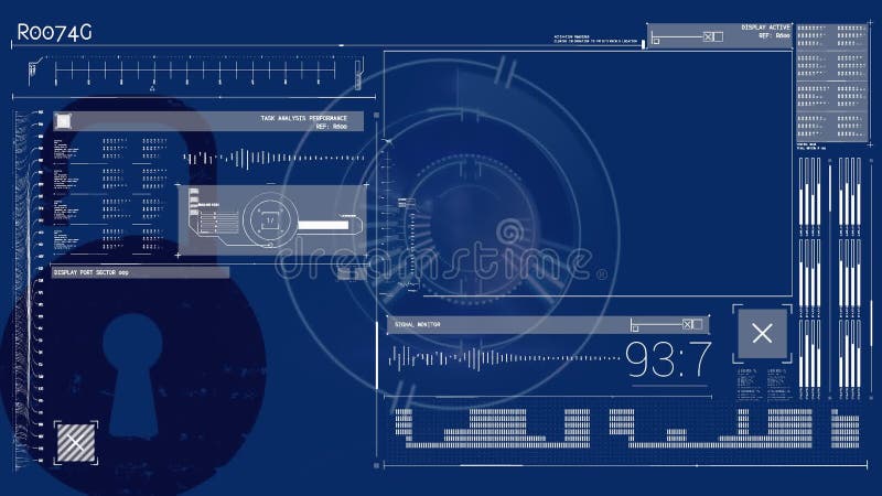 Animation Of Scope Scanning Over Security Padlock And Data Processing