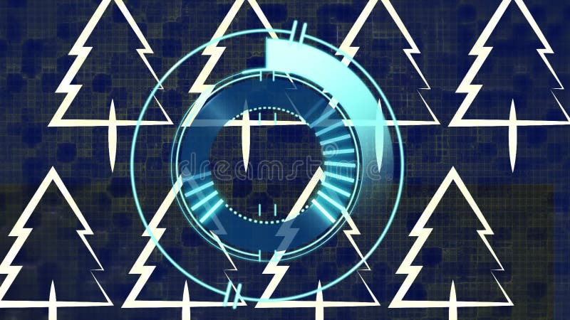 Animation of Scope Scanning Over Tree Icons on Blue Background Stock ...