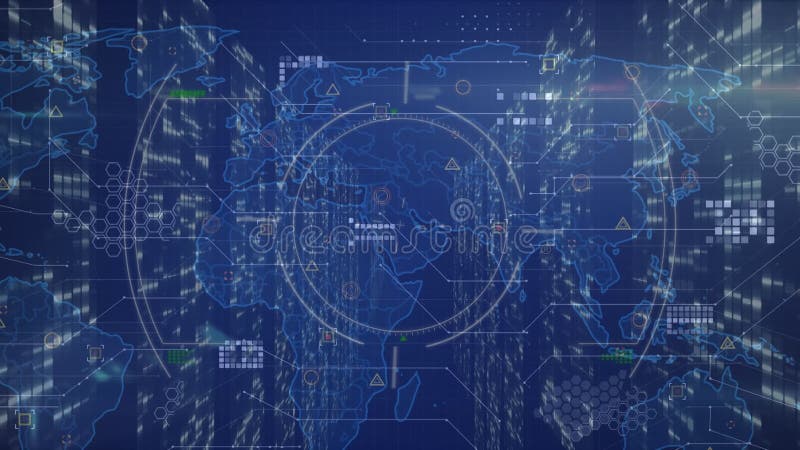 Animation of Scope Scanning Over World Map on Black Background Stock ...