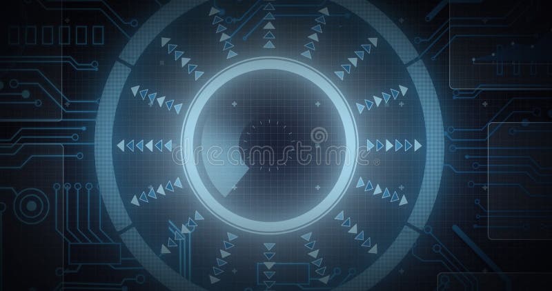 Animation of Scope Scanning, Processor Elements and Data Processing on Screens Over Grid Stock ...