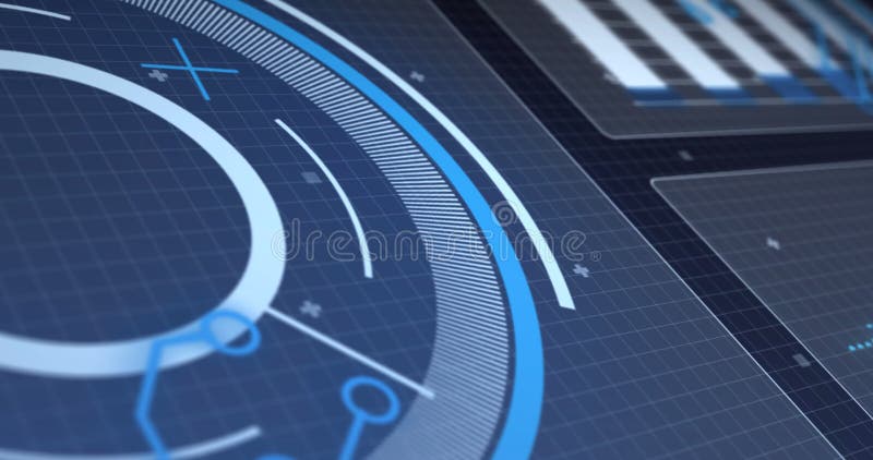 Animation of Scope Scanning and Processor Elements on Screens Over Grid Stock Video - Video of ...