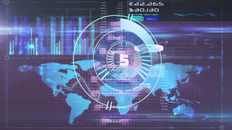 Animation of Scope Scanning with World Map and Data Processing on Screen Stock Footage - Video ...