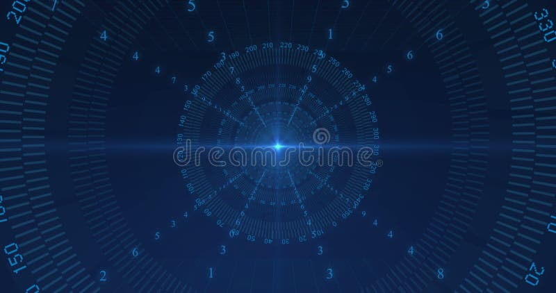 Animation of Scopes Scanning and Data Processing with Binary Coding on Blue Background Stock ...