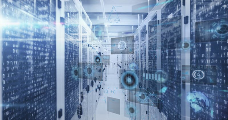 Animation of Scopes Scanning and Data Processing Over Computer Servers Stock Footage - Video of ...