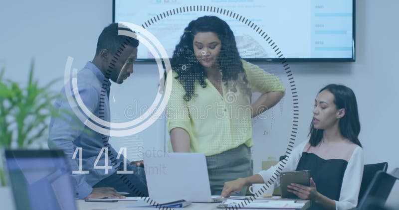 Animation of Scopes Scanning and Numbers Processing Over Diverse Business People Stock Video ...