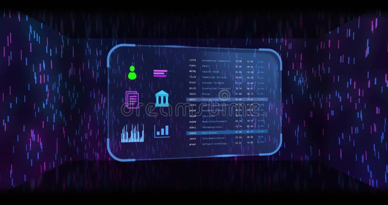 Animation of Screen with Banking Data Over Black Background Stock Video ...