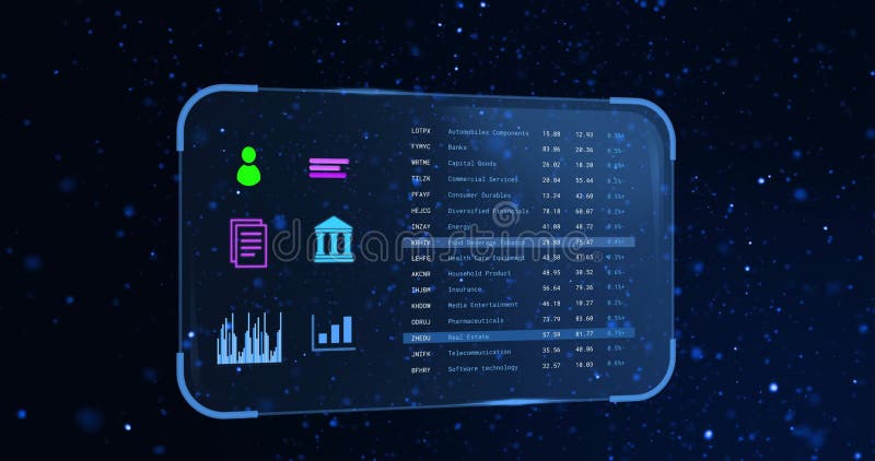 Animation of Screen with Banking Data Over Black Background Stock ...