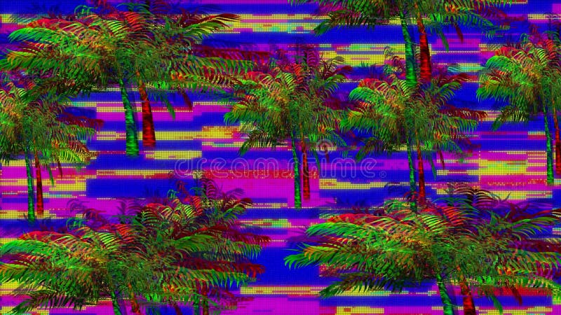 Animation of Screen with Palm Trees and Stripes in Seamless Loop Stock ...