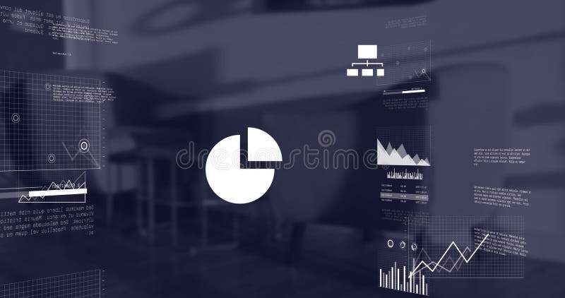 Animation of Screens with Statistical Data Processing Against Empty Office Stock Footage - Video ...