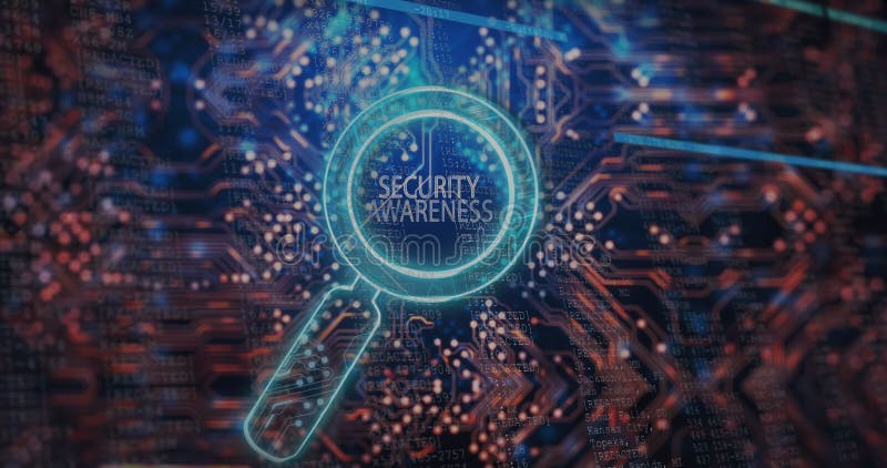 Animation of Security Awareness Text Over Reading Glass and Data ...
