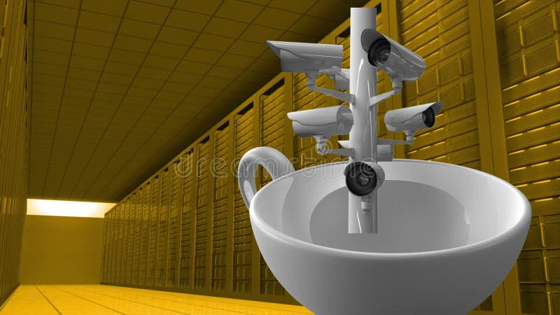 Animation of Security Cameras Over Cup and Server Room Stock Video ...