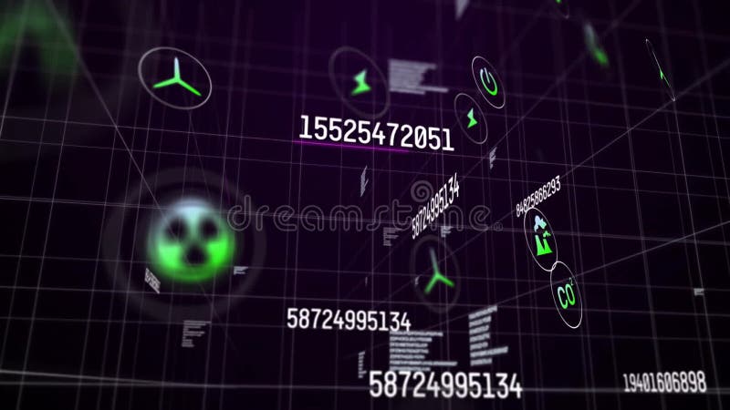 Animation of Security Icons Floating Over Digital Grid with Numerical Codes Stock Footage ...