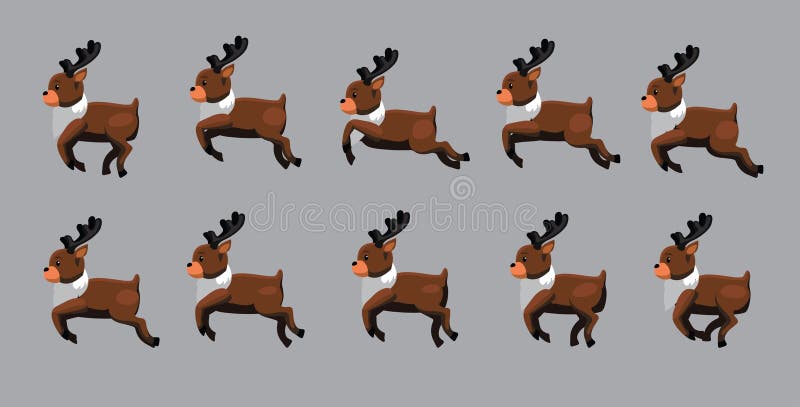Christmas Reindeer Walking Motion Sequence Animation Vector ...