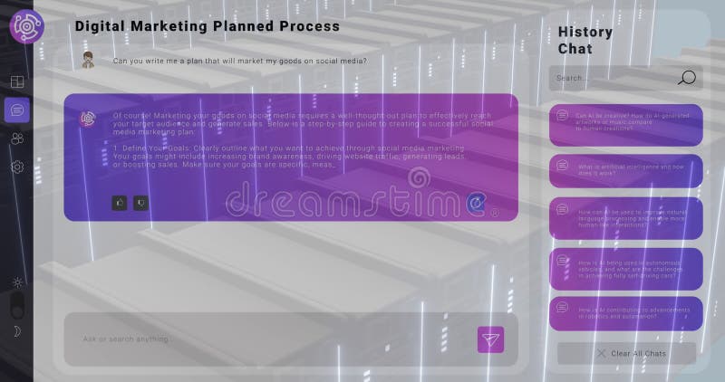 Animation of Server Room and Ai Chat on White Background Stock Footage ...