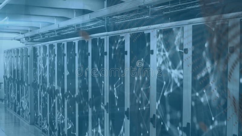 Animation of Shapes and Globe Over Server Room Stock Footage - Video of ...