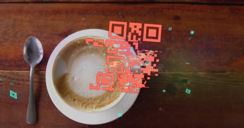 Animation of Shapes and Qr Code Over Cup of Coffee Stock Video - Video ... Animation of Shapes and Qr Code Over Cup of Coffee Stock Video - Video ...