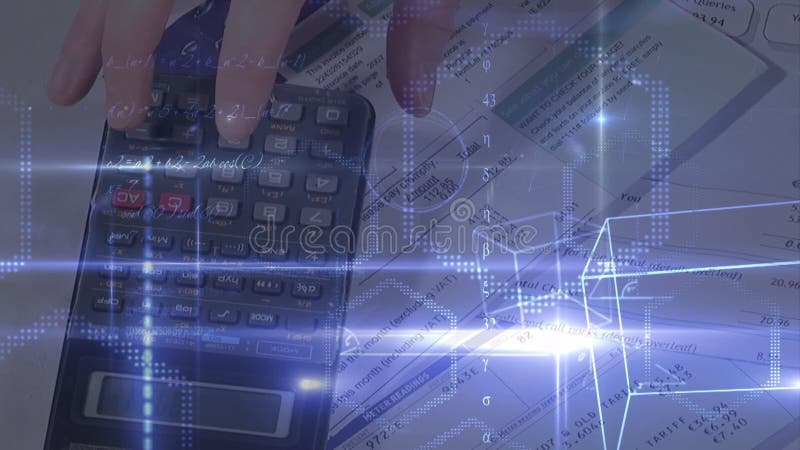 Animation of Shapes and Symbols Over Hand Using Calculator Stock Video ...