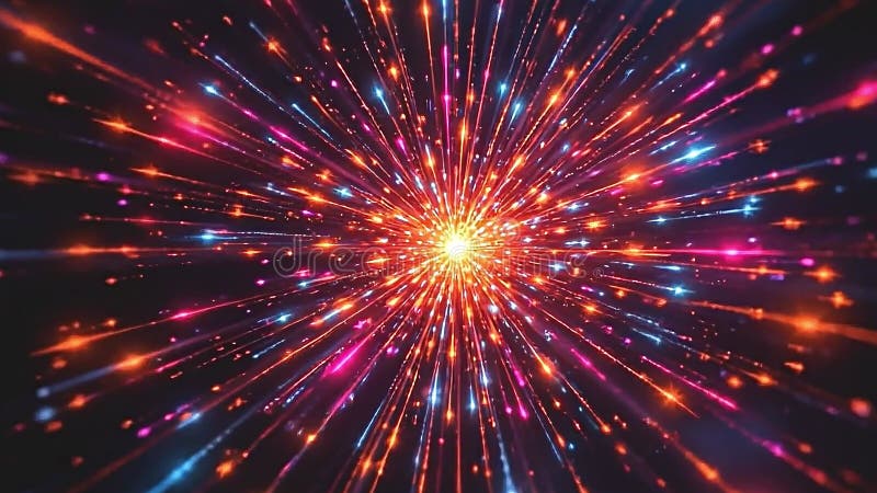 Animation of Shimmering Neon Firework Sparks Exploding Like Digital ...