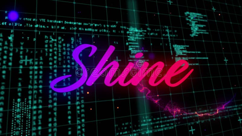 Animation of Shine Neon Text with Data Processing on Black Background Stock Video - Video of ...