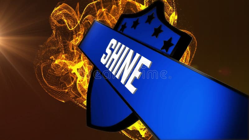 Animation of Shine Text on Shield Over Gold Wave on Dark Background ...