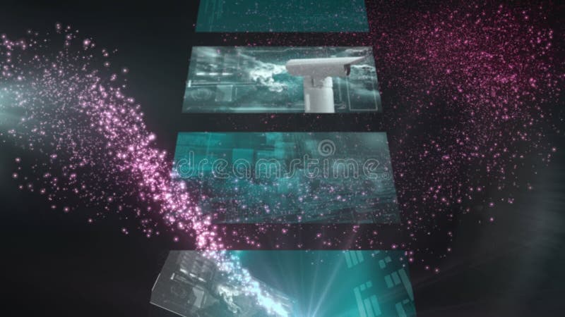 Animation of Cascading Glowing Blue Fibres on Black Background Stock ...