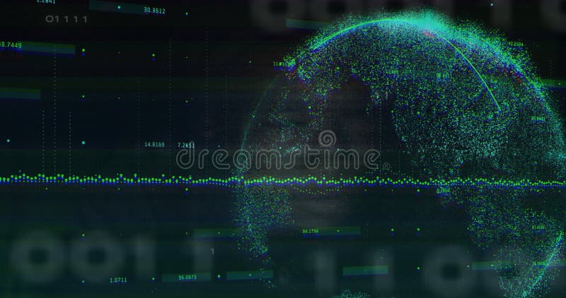 Animation Showing Digital Globe with Data Points and Graphs for Global ...