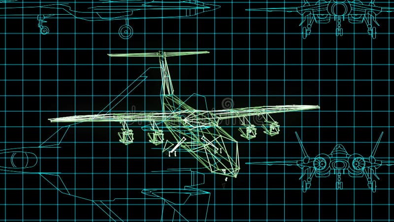 Technical Drawing of Airplane Design Being Drawn with Great Detail and ...