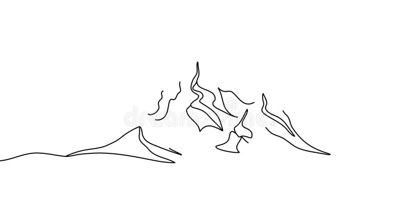 Animation of a Single Line Drawing of Mountains. Continuous Contour ...